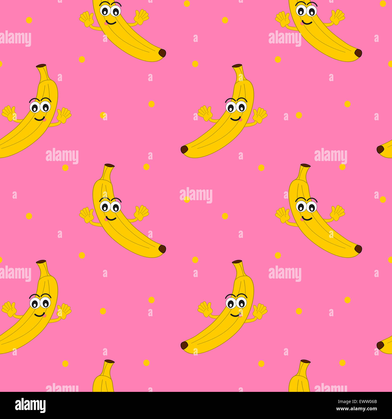 cute cartoon banana seamless pattern illustration Stock Photo - Alamy