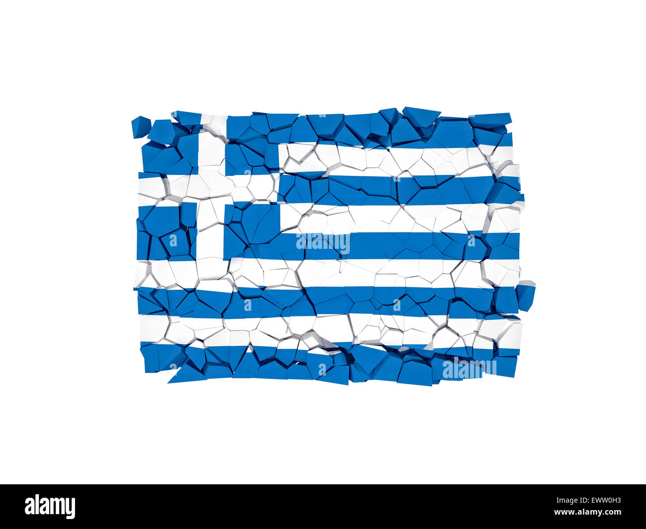 broken wall with greece flag Stock Photo - Alamy