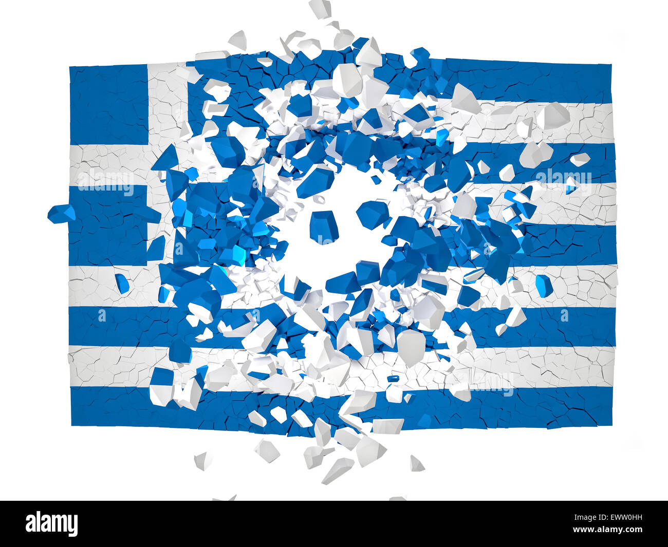 3d image of greece broken wall Stock Photo - Alamy