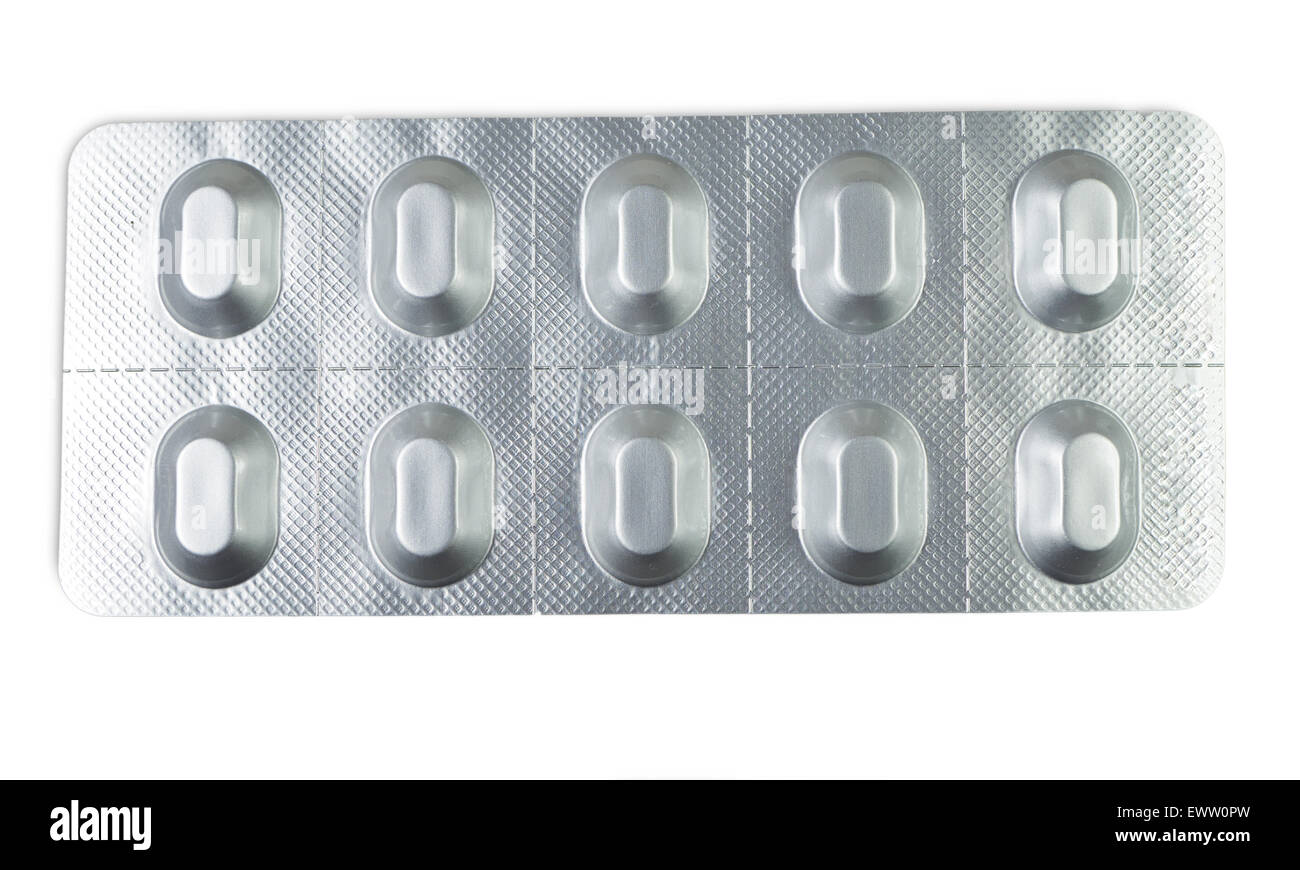 Single silver tablet blister pack isolated on white Background Stock ...