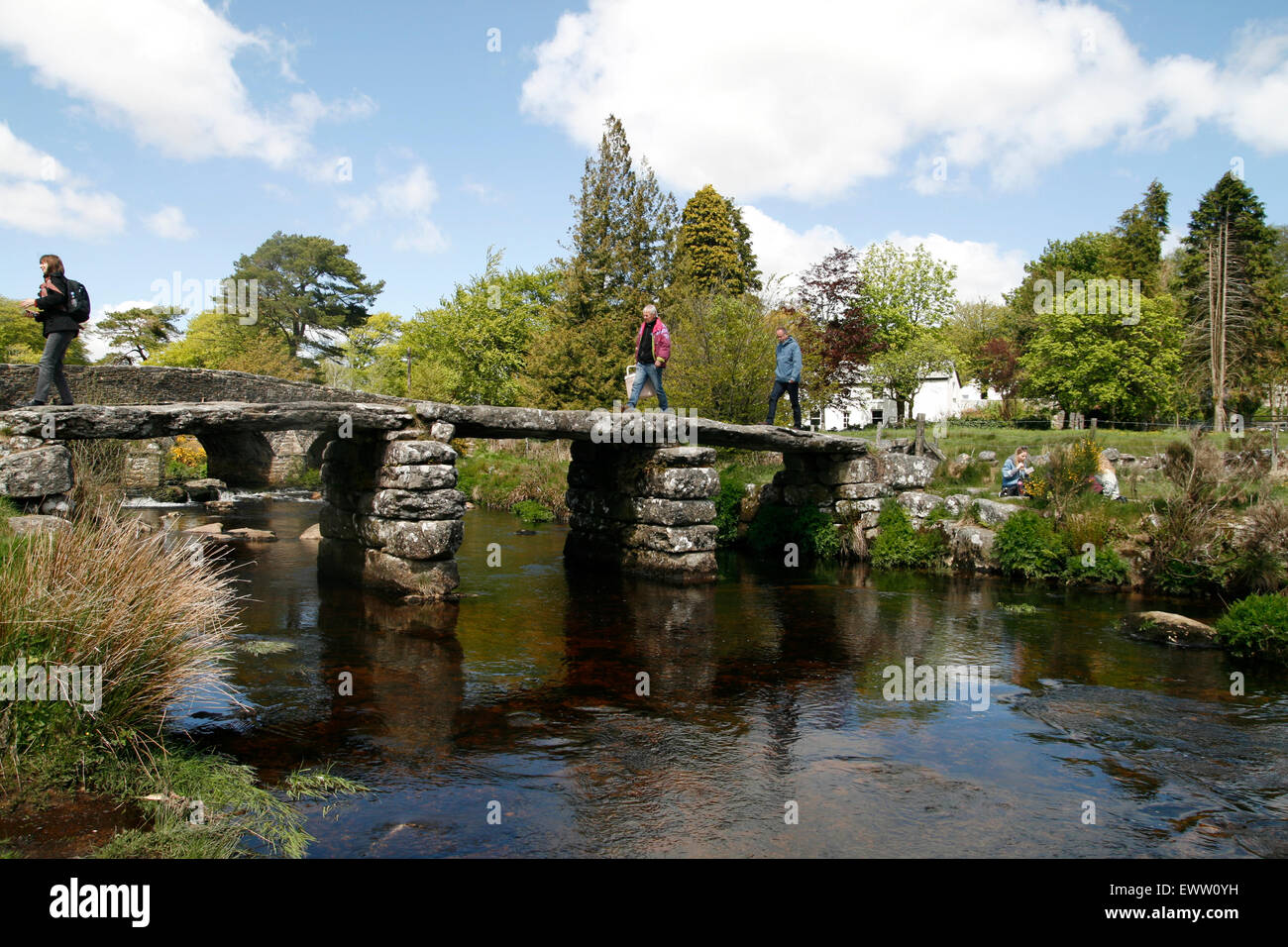 Clapper Bridge Postbridge Dartmoor Devon England UK Stock Photo - Alamy