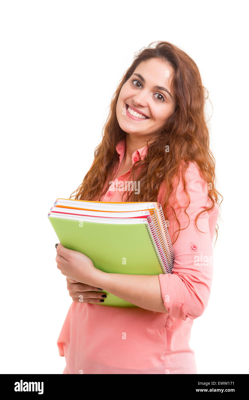 Young student posing over a white background Stock Photo - Alamy