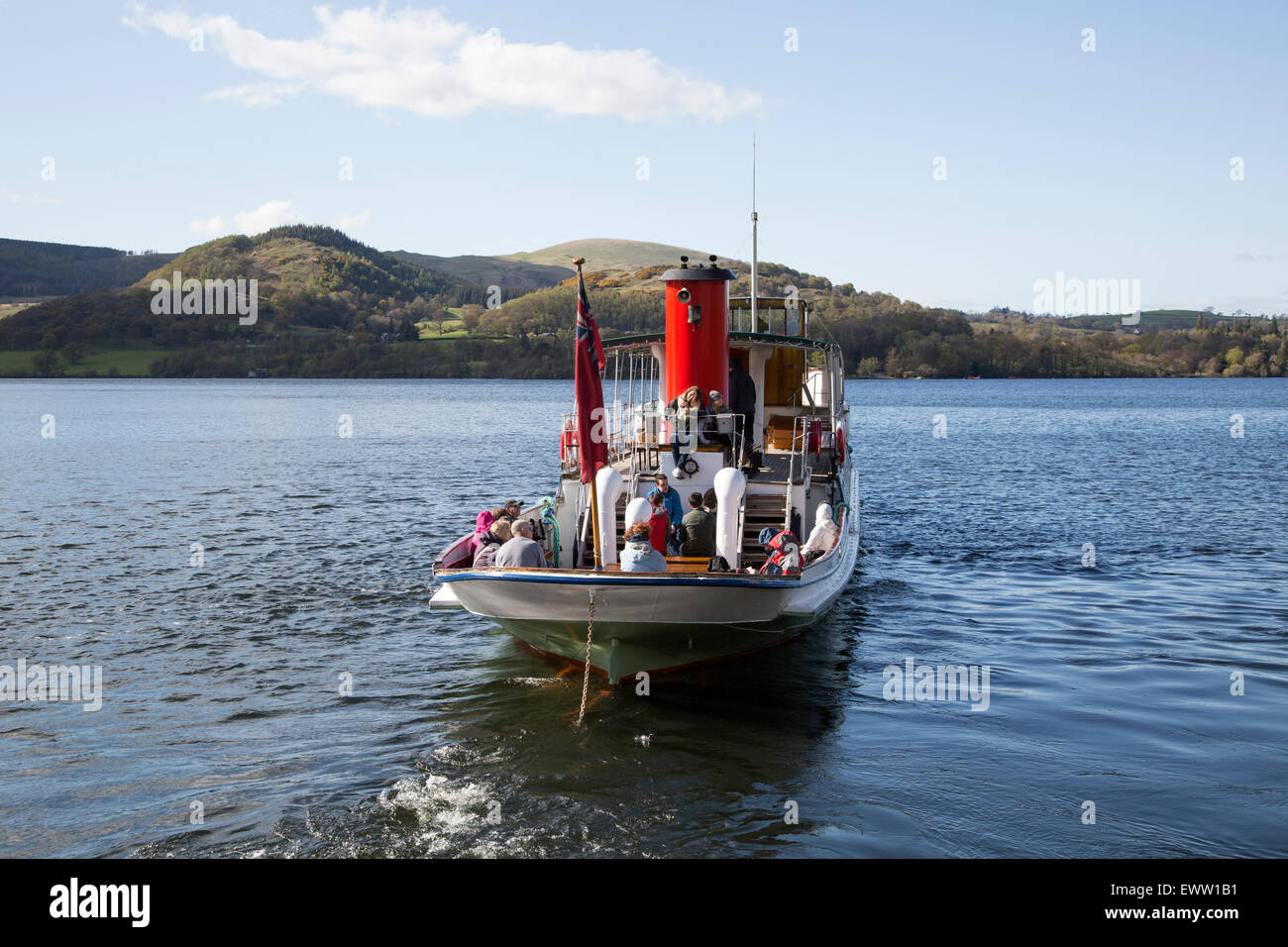Paddle steamer ferry boat, Howtown, Ullswater lake, Lake District ...