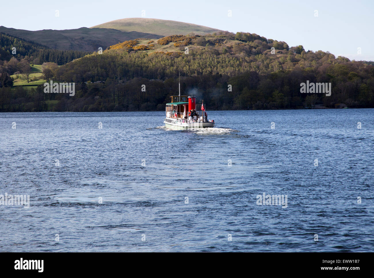 Paddle steamer ferry boat, Howtown, Ullswater lake, Lake District ...
