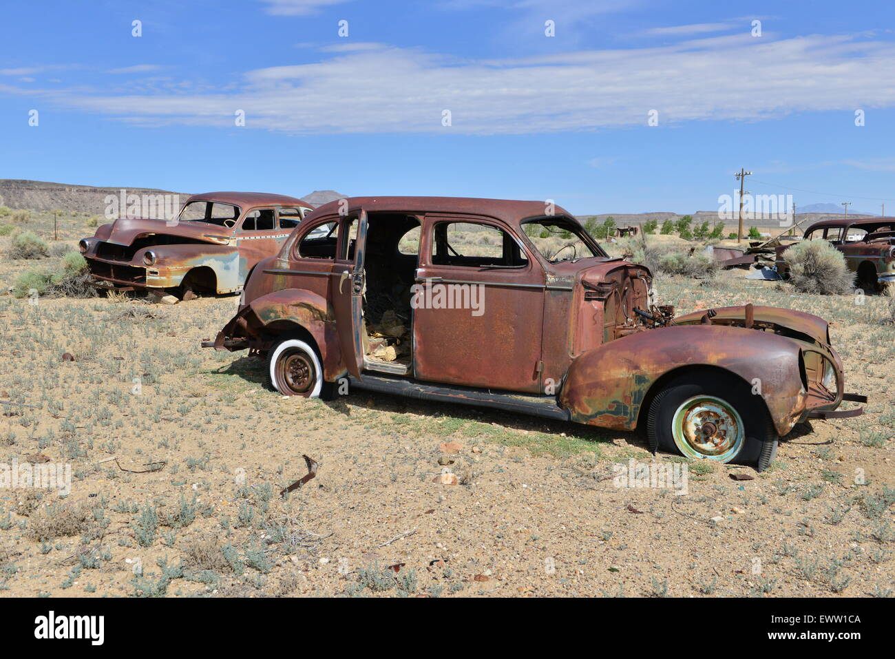 Cars corroding in the sun at Goldfield, Nevada Stock Photo - Alamy