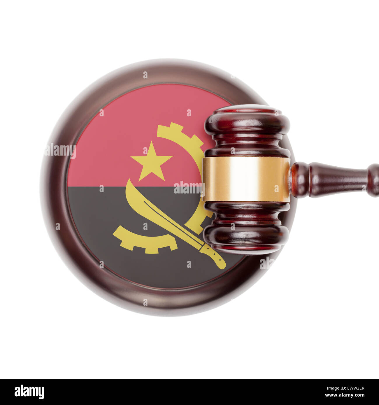 National legal system concept with flag on sound block - Angola Stock ...