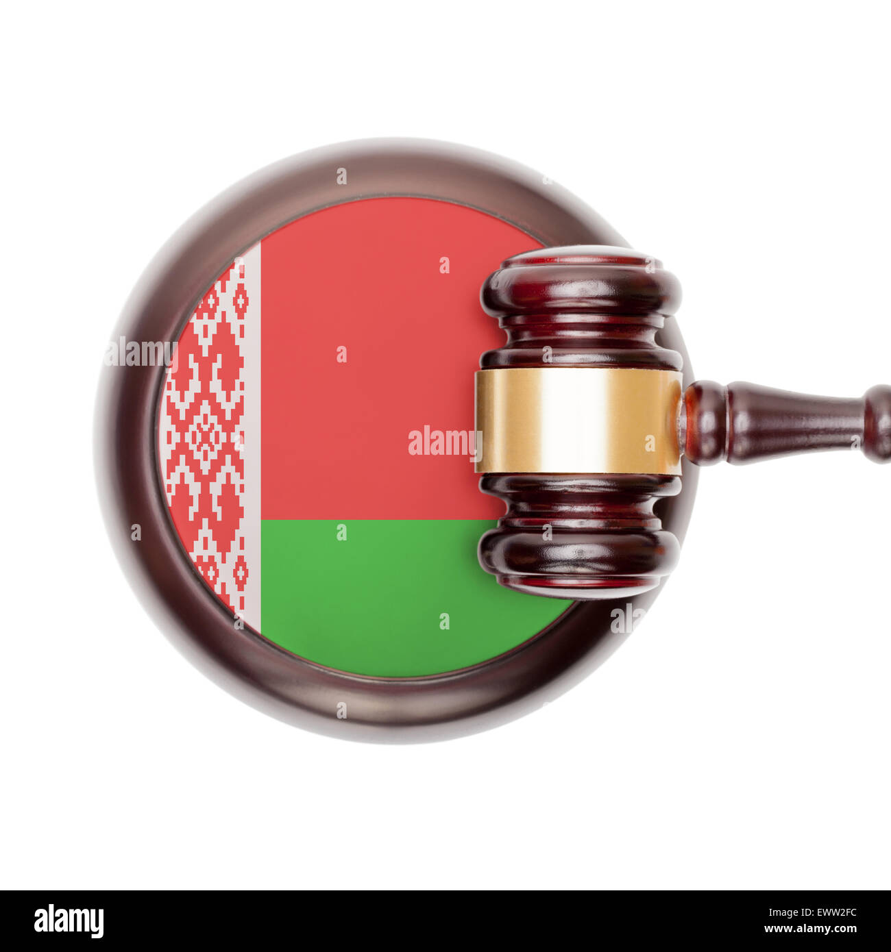 National legal system concept with flag on sound block - Belarus Stock ...