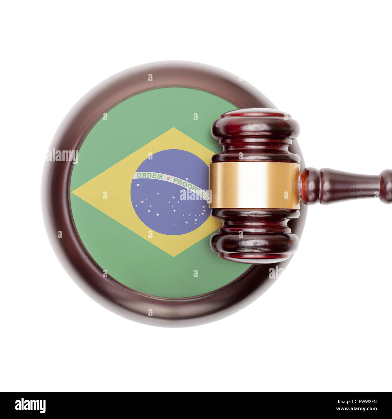 National legal system concept with flag on sound block - Brazil Stock ...