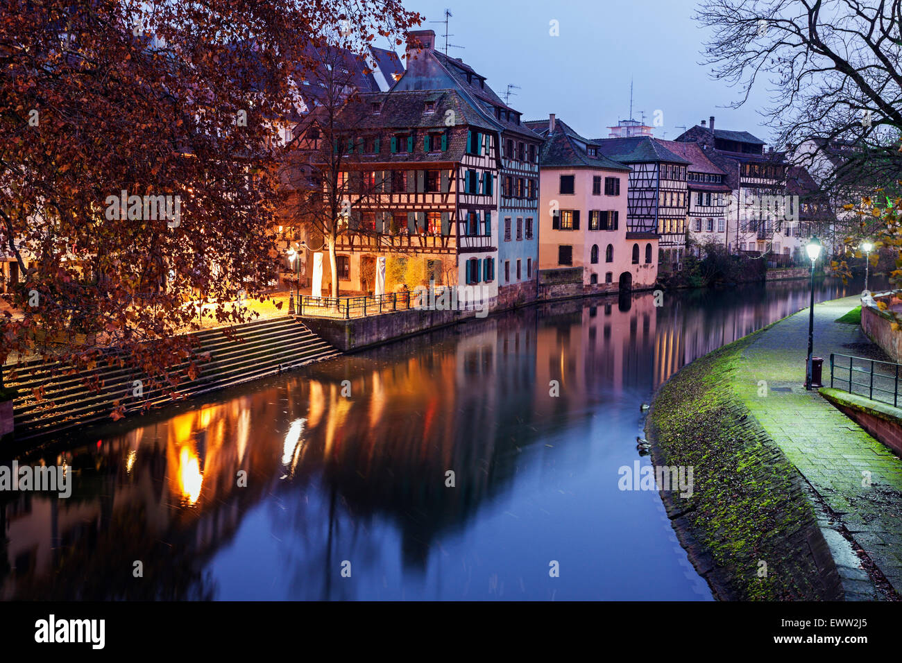Petite-France architecture at sunset. Strasbourg, Alsace, France Stock ...
