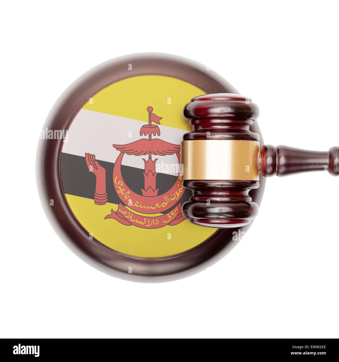 National legal system concept with flag on sound block - Brunei Stock ...