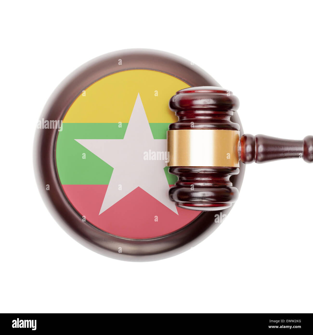 National legal system concept with flag on sound block - Burma ...