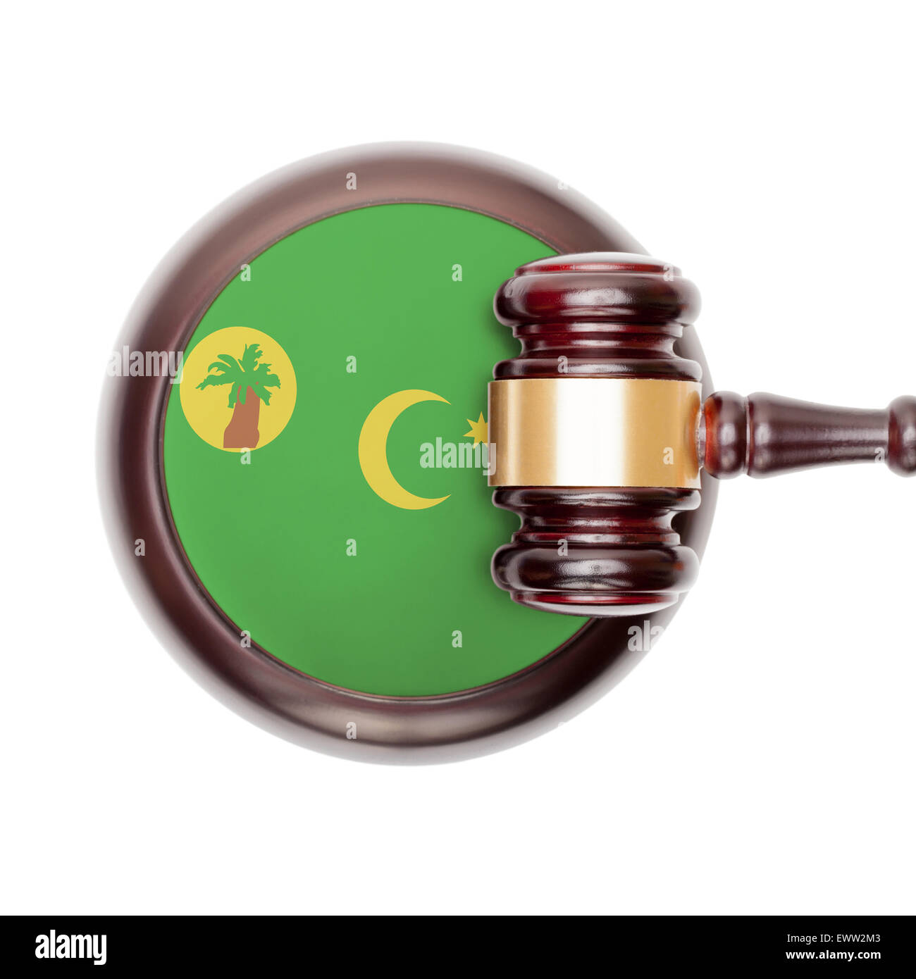 National legal system concept with flag on sound block - Cocos (Keeling ...