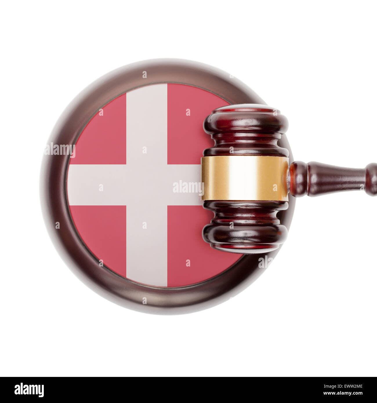 National legal system concept with flag on sound block - Denmark Stock ...