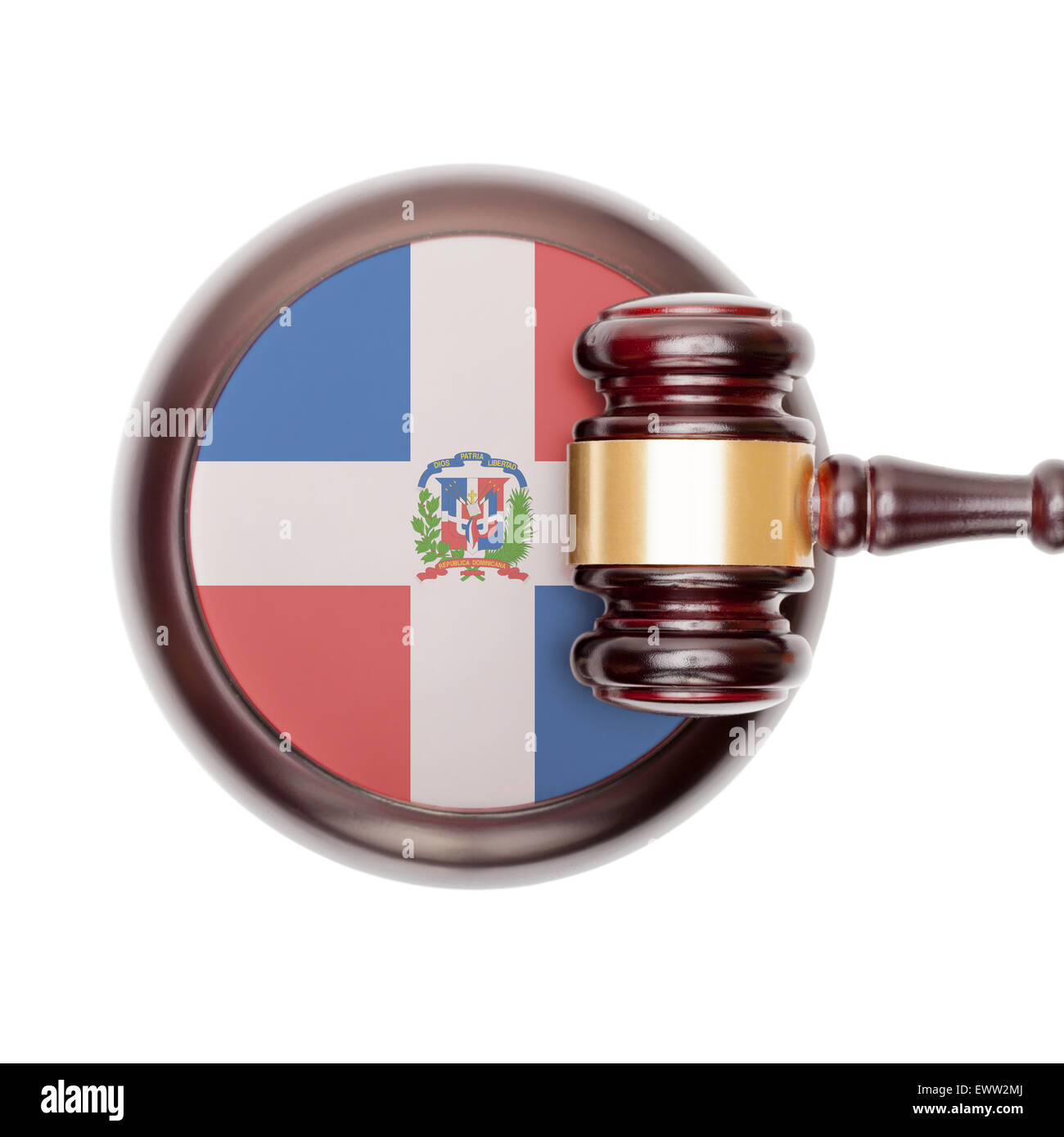 National legal system concept with flag on sound block - Dominican ...