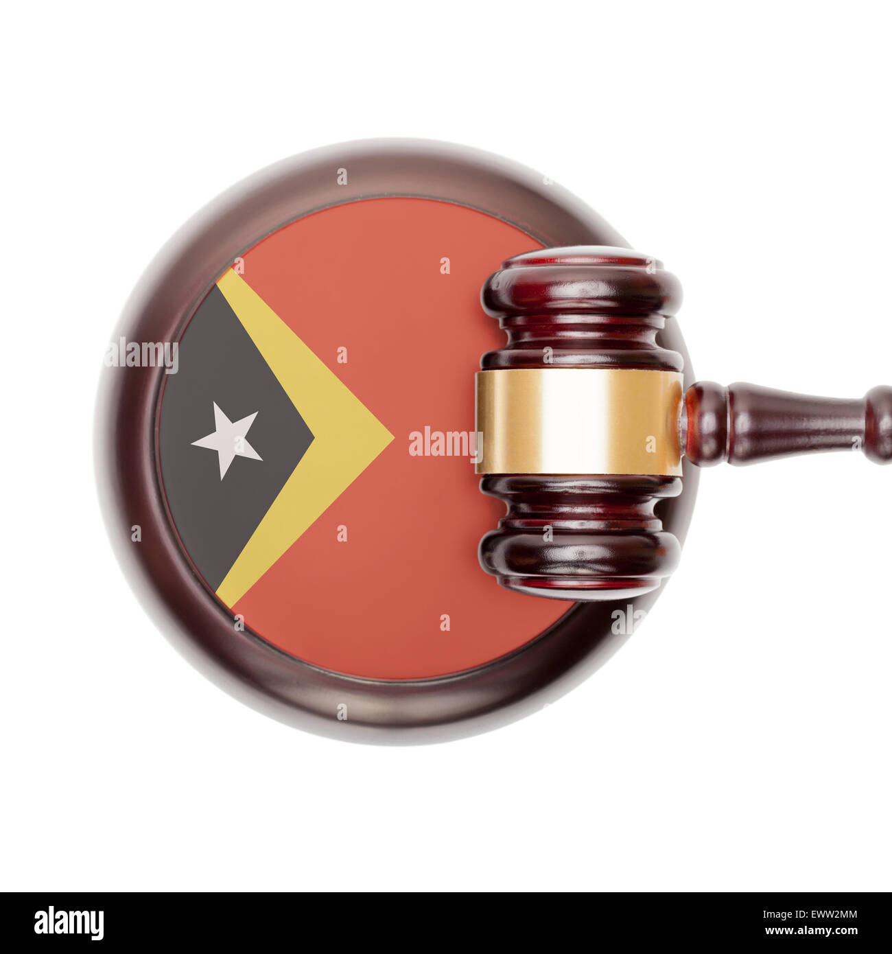 National legal system concept with flag on sound block - East Timor ...
