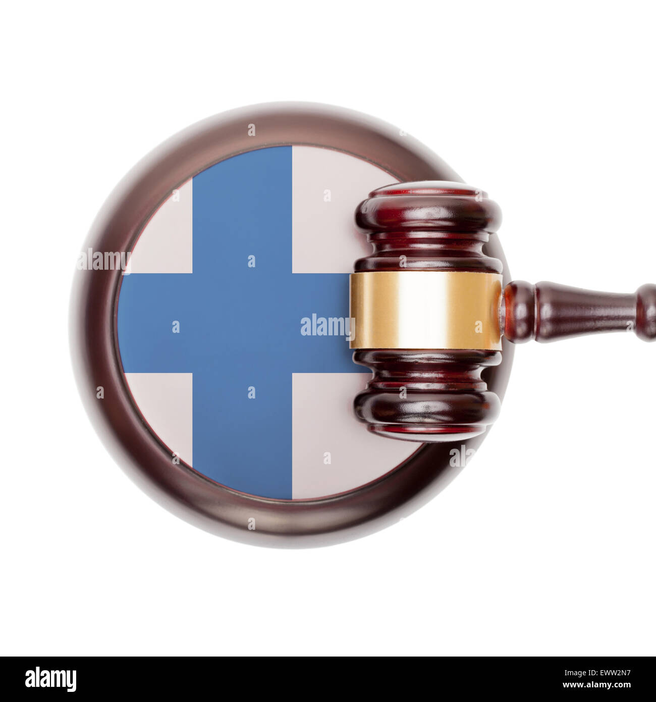 National legal system concept with flag on sound block - Finland Stock ...