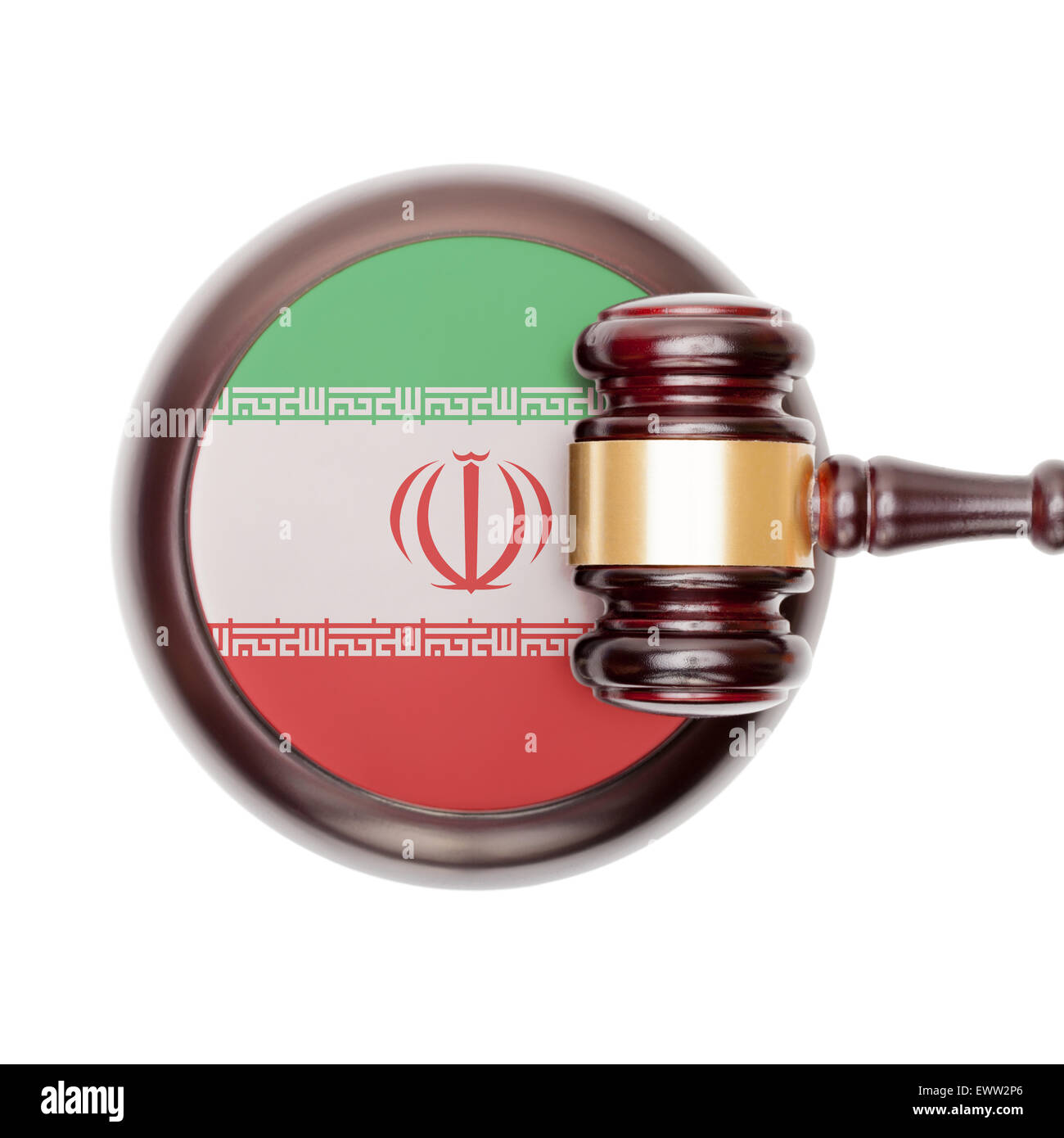 National legal system concept with flag on sound block - Iran Stock ...