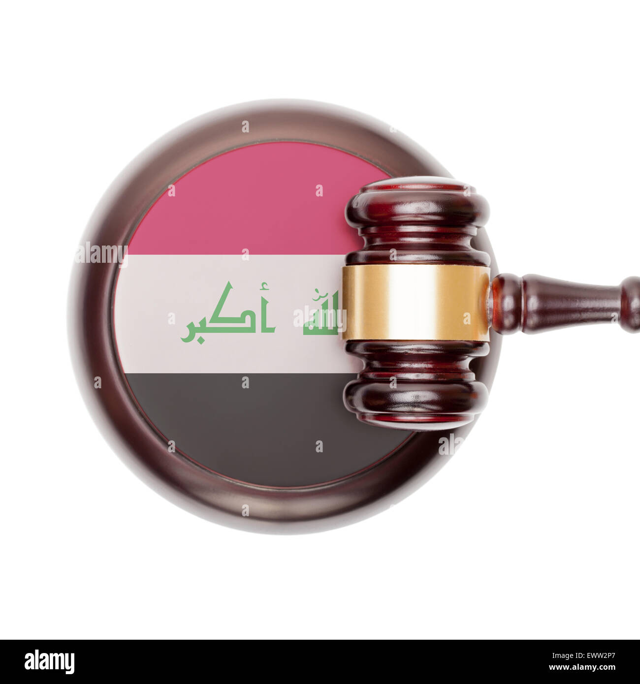 National legal system concept with flag on sound block - Iraq Stock ...