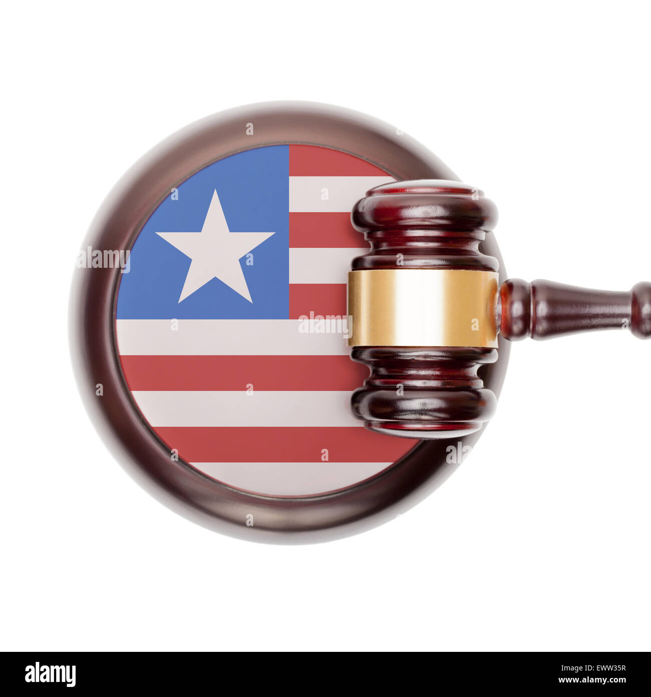 National legal system concept with flag on sound block - Liberia Stock ...
