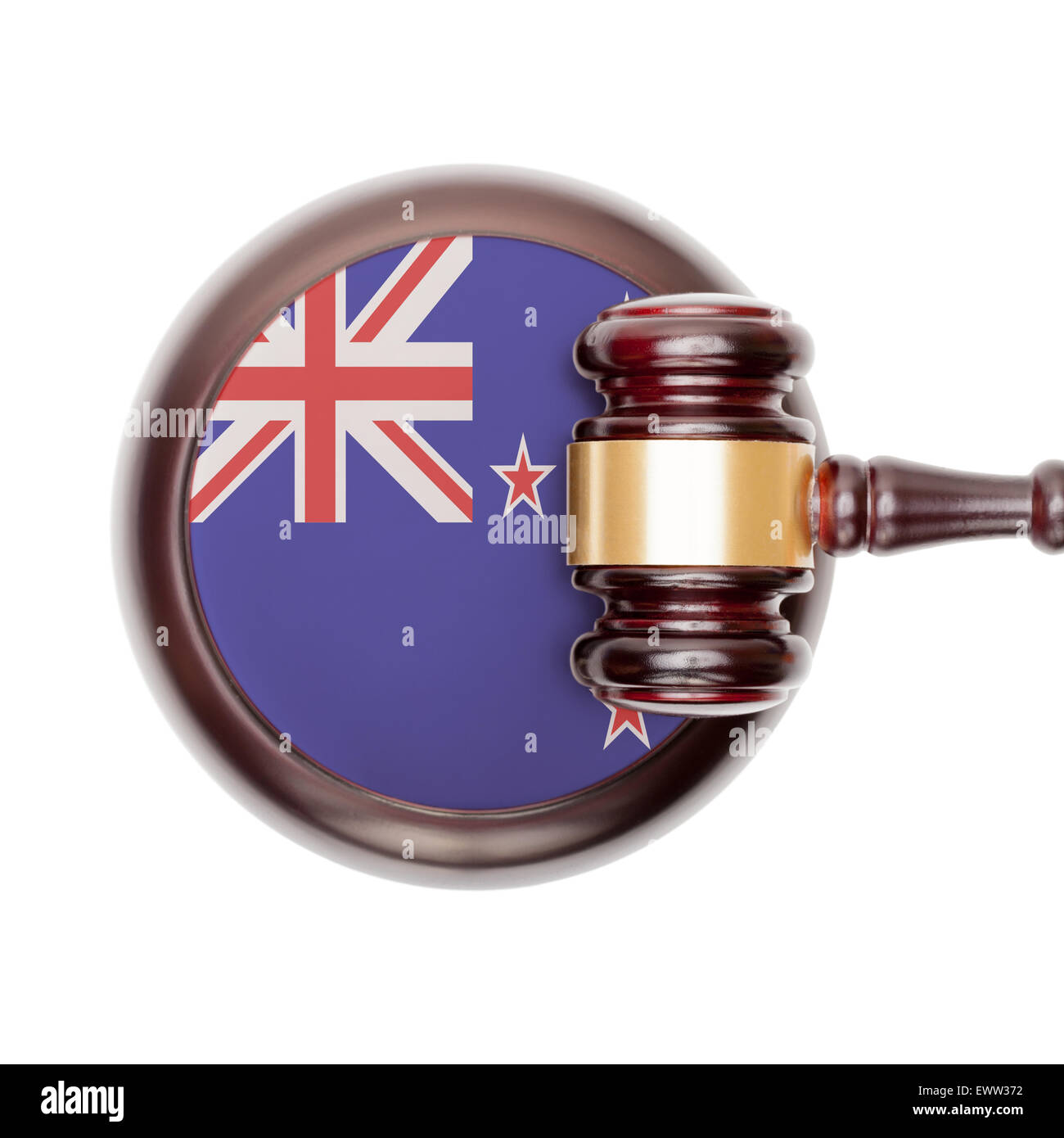 National legal system concept with flag on sound block - New Zealand ...
