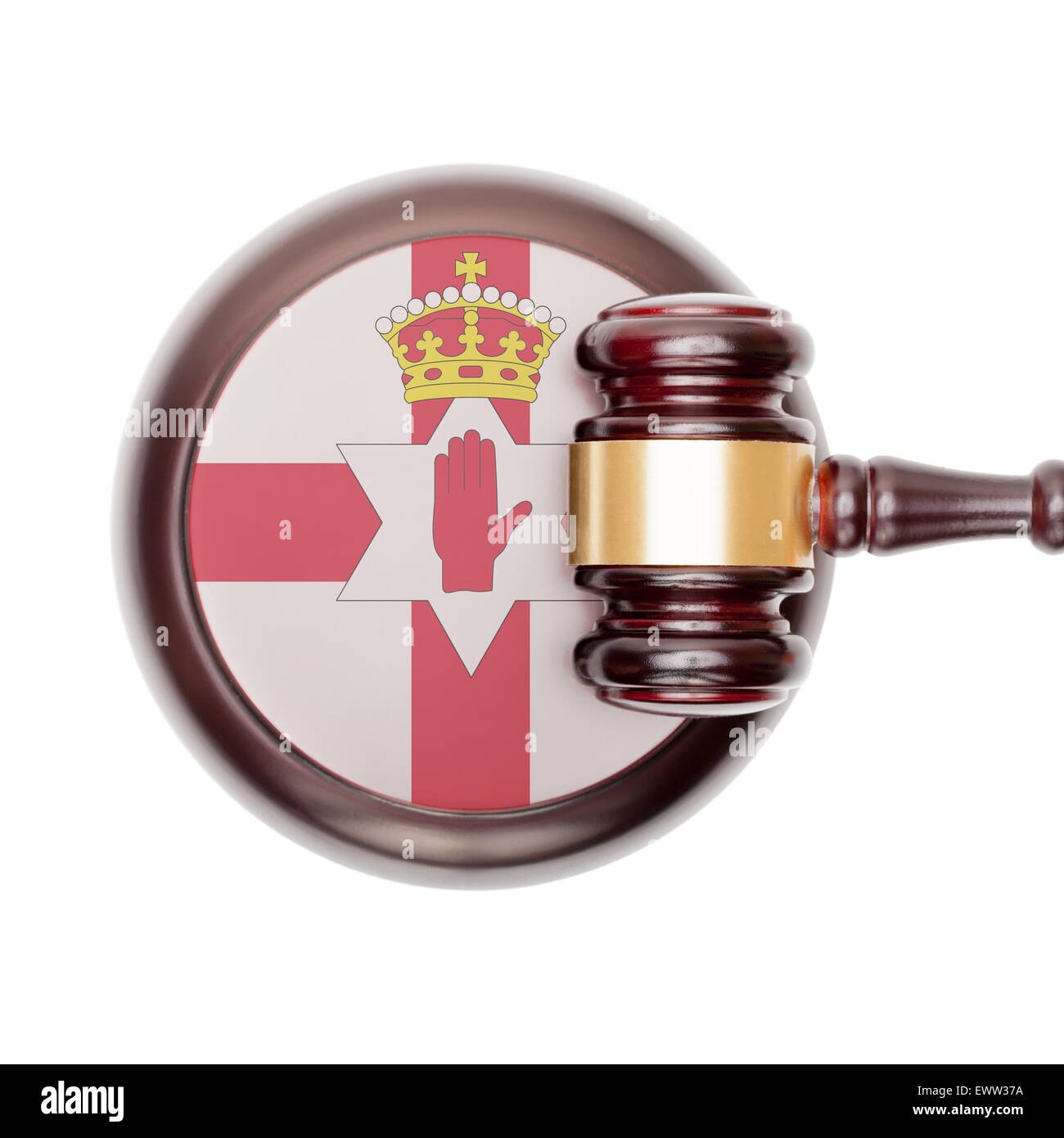National legal system concept with flag on sound block - Northern ...