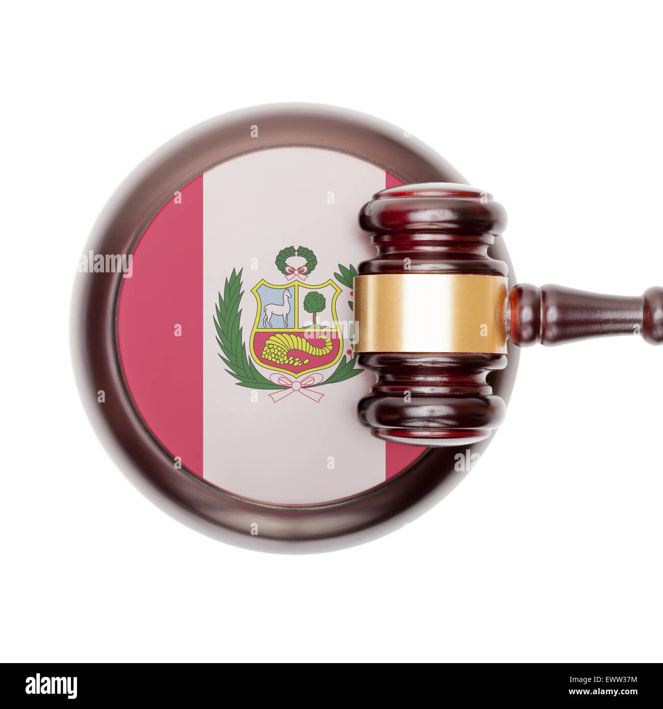 National legal system concept with flag on sound block - Peru Stock ...