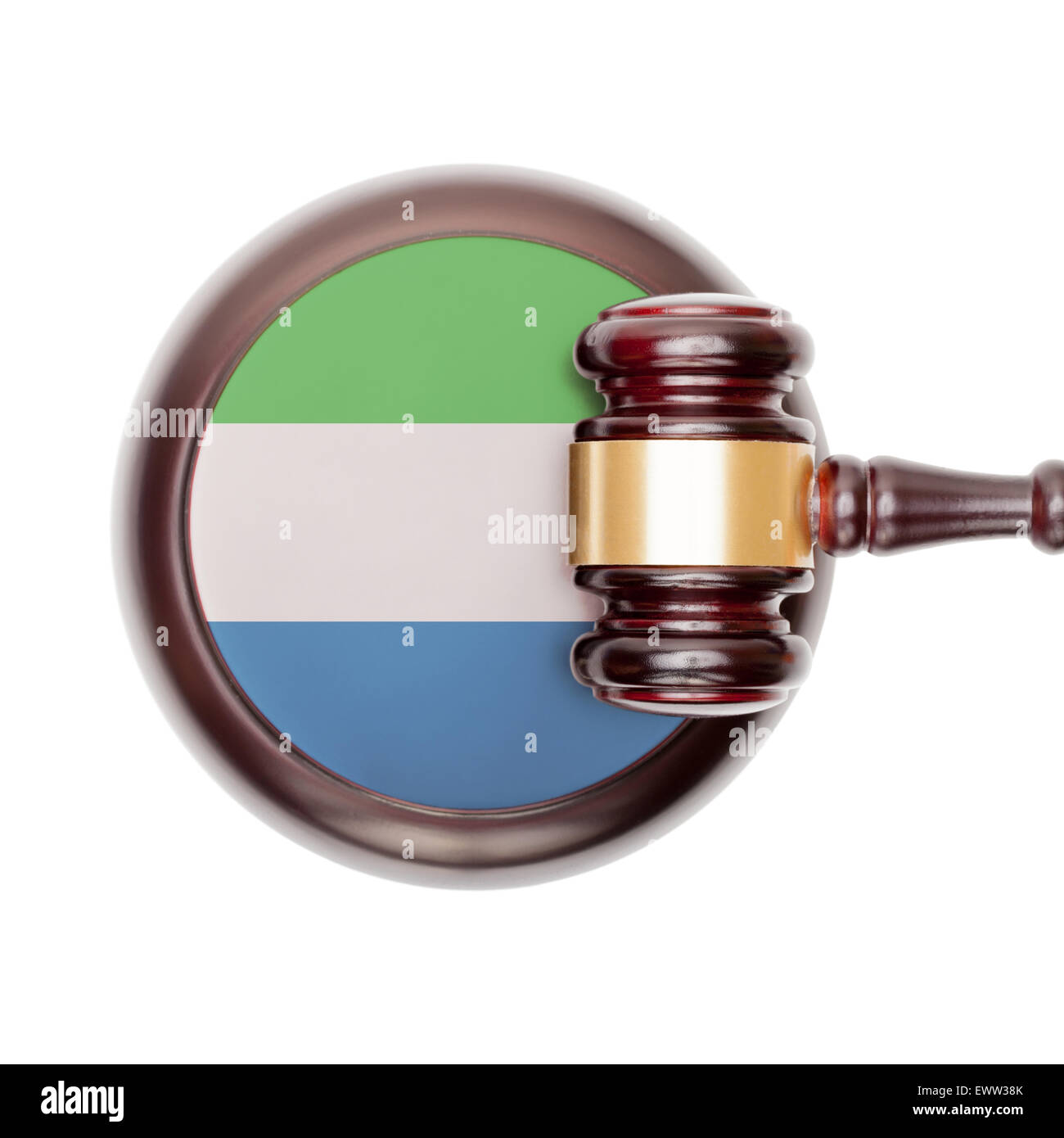 National legal system concept with flag on sound block - Sierra Leone ...