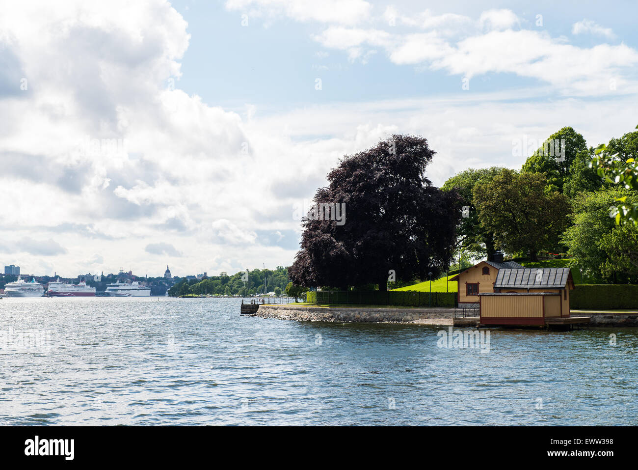 Colour photo of Stockholm docks Stock Photo - Alamy