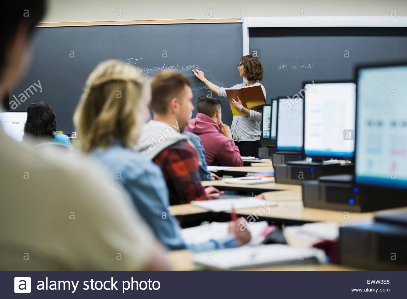 Teacher Writing On Blackboard Stock Photos & Teacher Writing On ...