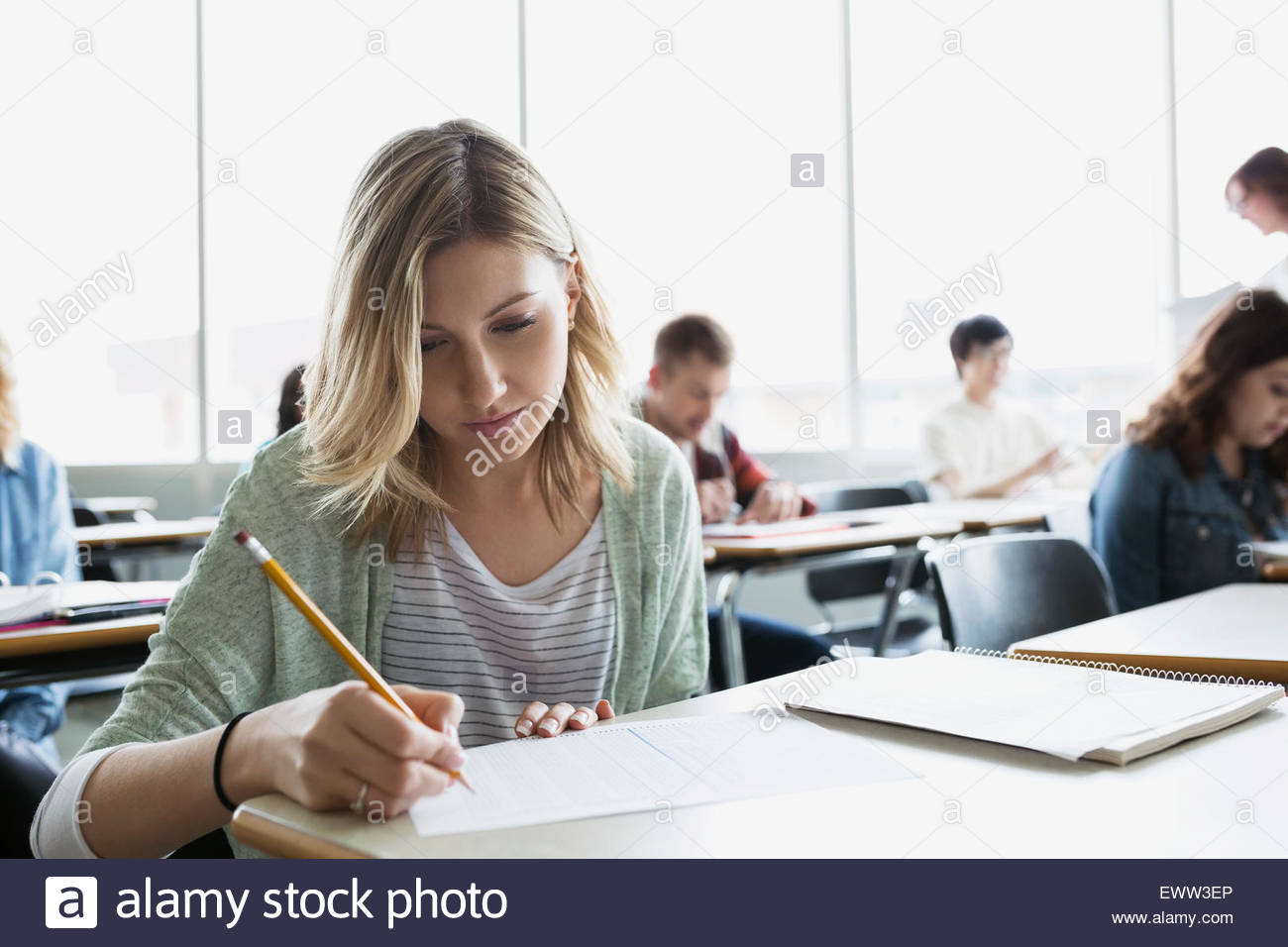 College student taking exam in classroom Stock Photo - Alamy College student taking exam in classroom Stock Photo - Alamy