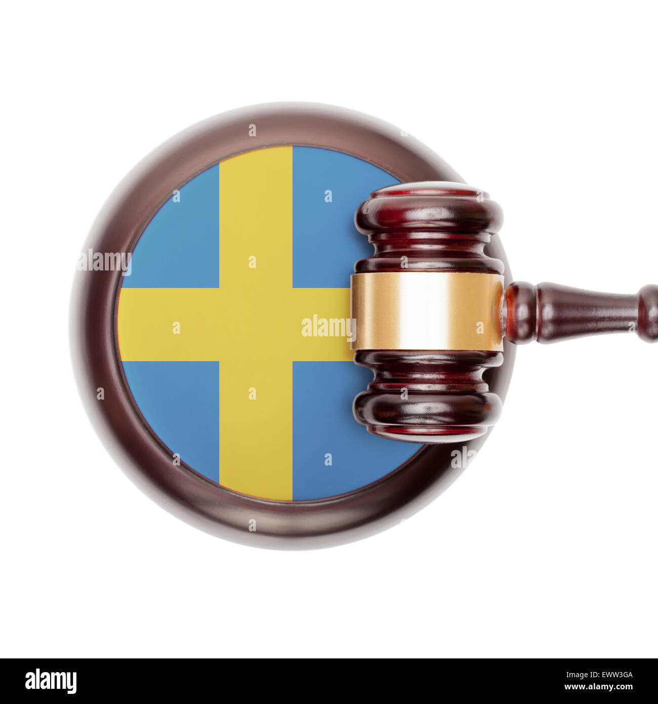 National legal system concept with flag on sound block - Sweden Stock ...