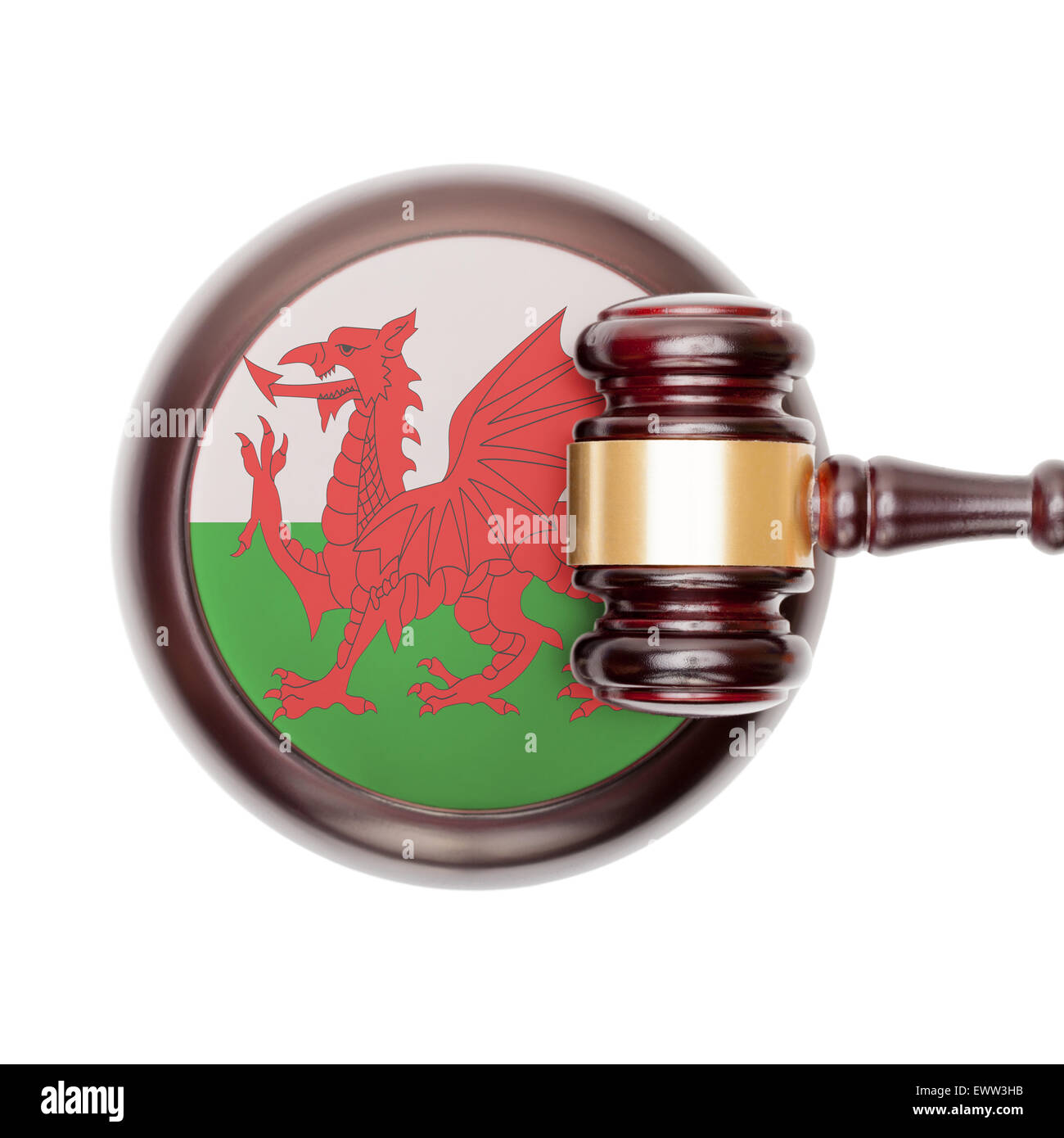 National legal system concept with flag on sound block - Wales Stock ...