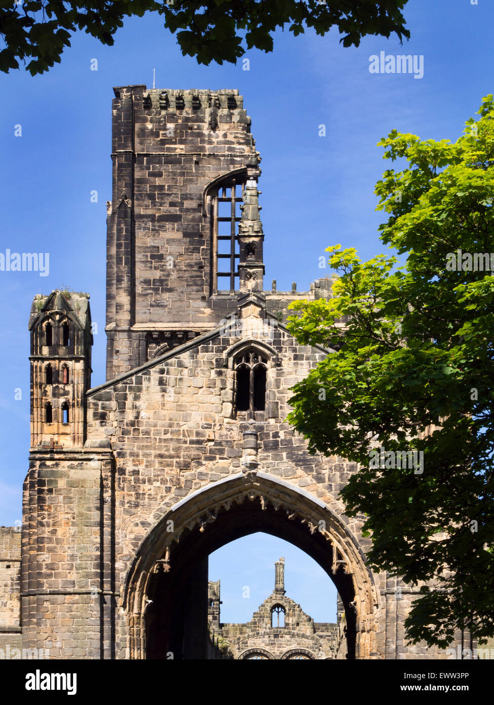 Kirkstall Abbey from Abbey Road Kirkstall Leeds West Yorkshire England ...