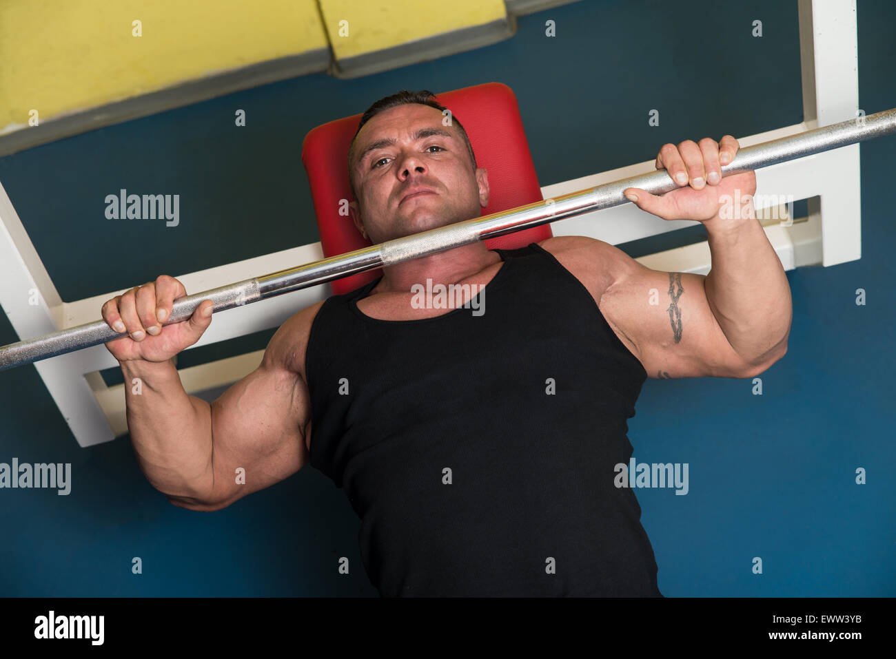 Weightlifter On Benchpress Stock Photo - Alamy