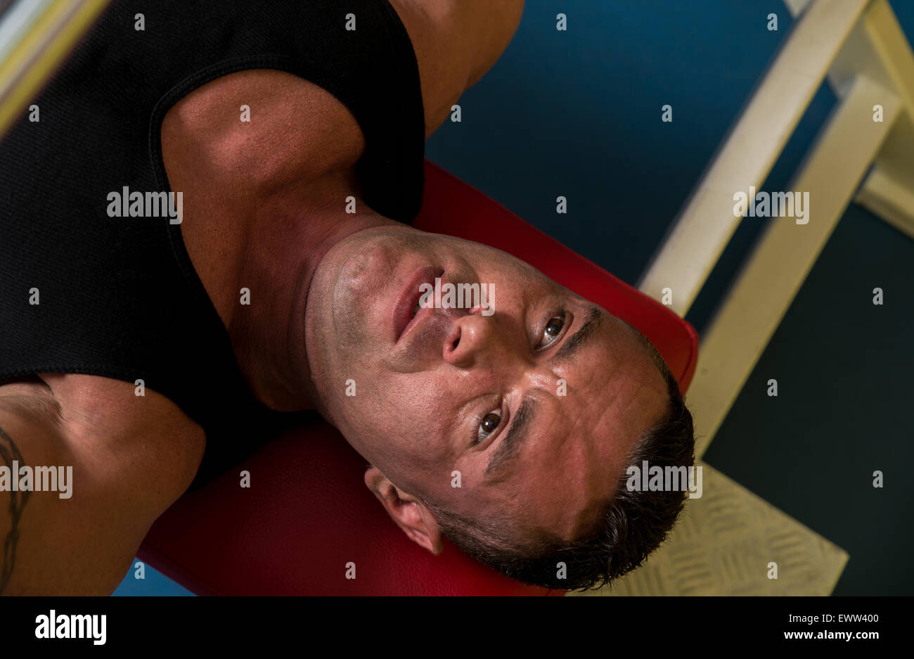 Overhead View of Man Weight Lifting Stock Photo - Alamy