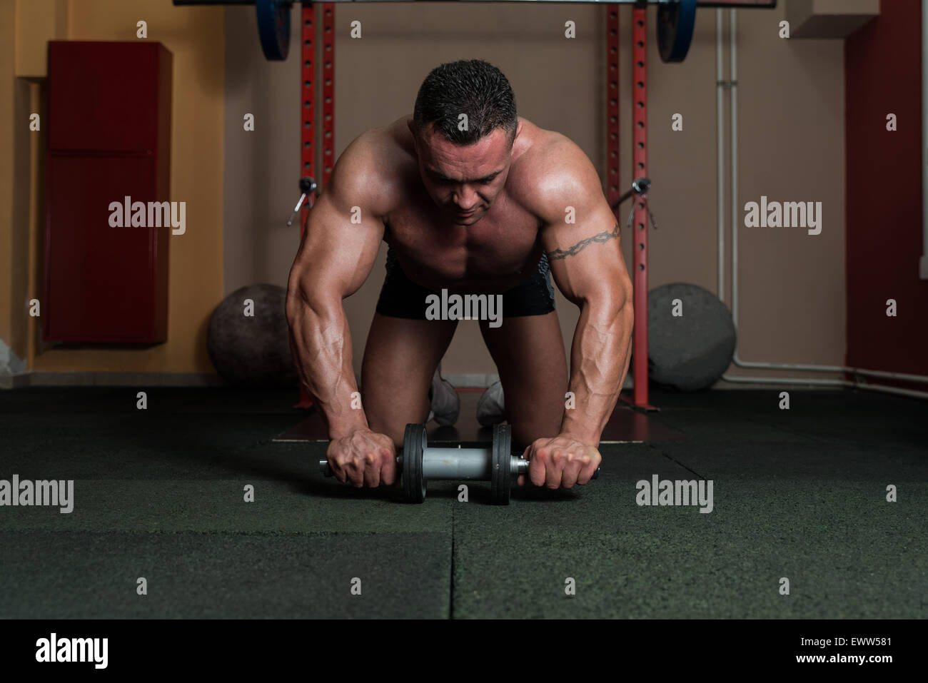 Bodybuilder Doing Abs Exercise Stock Photo - Alamy