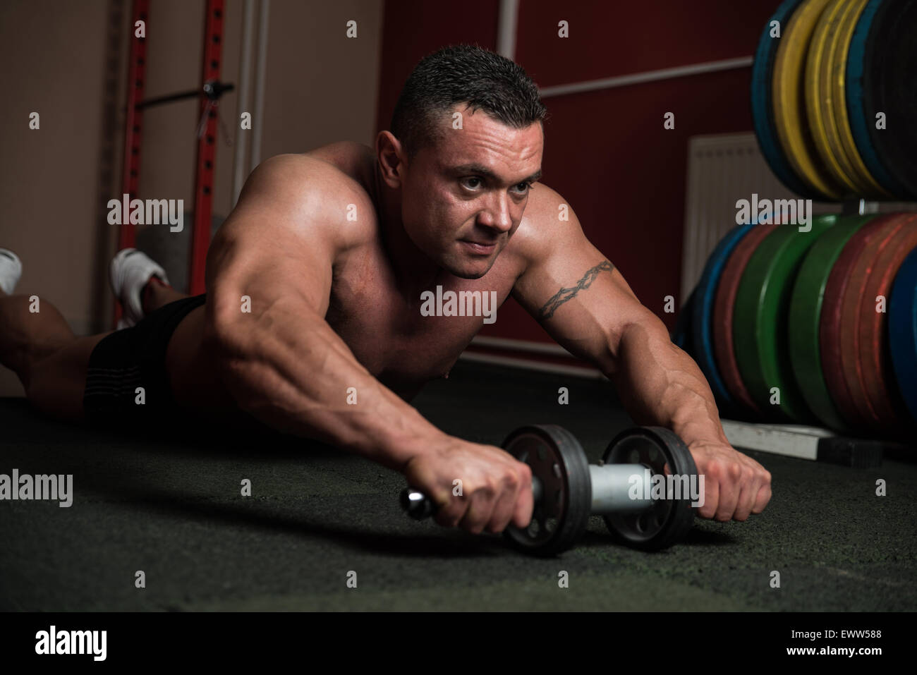 Bodybuilder Doing Abs Exercise Stock Photo - Alamy