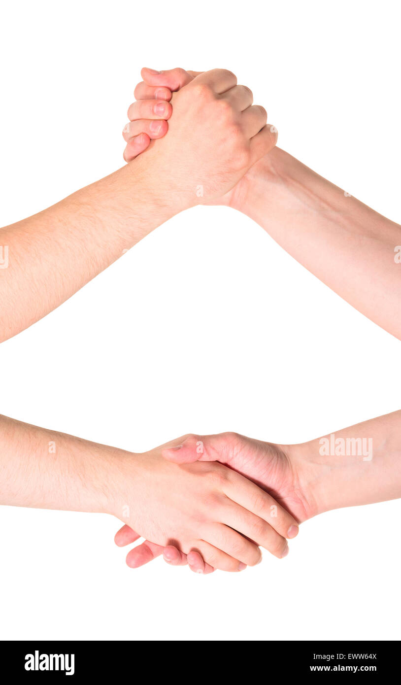 Competition and compromise hand composition Stock Photo - Alamy