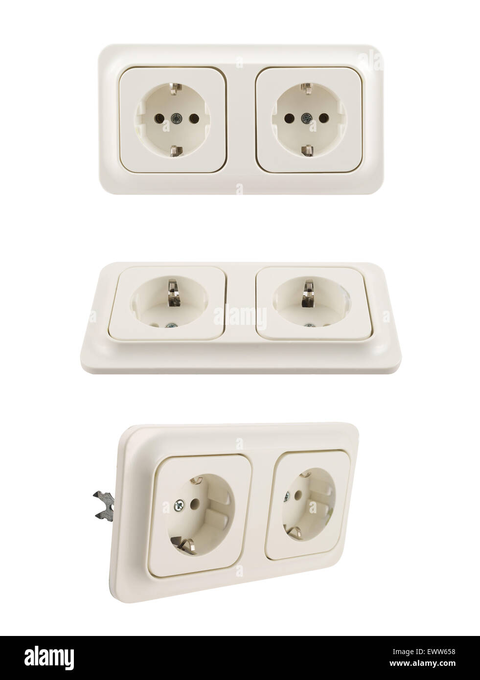 Electrical double jack socket isolated Stock Photo - Alamy