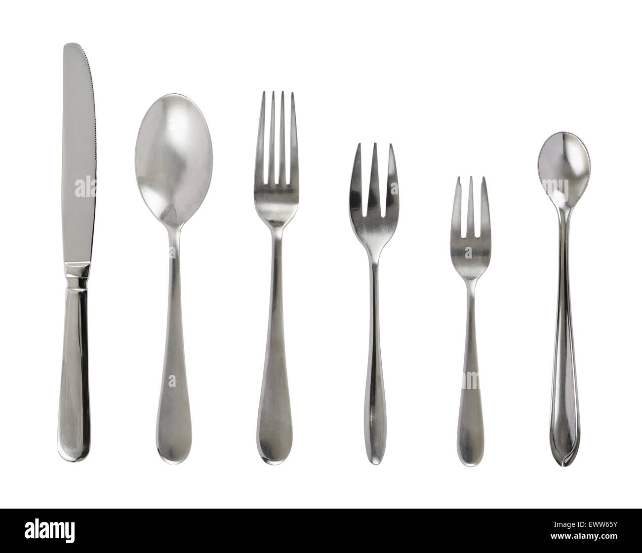 Set of steel metal table cutlery Stock Photo - Alamy