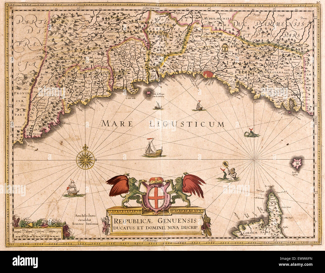 old map of Liguria, Italy and republica genuensis Stock Photo - Alamy