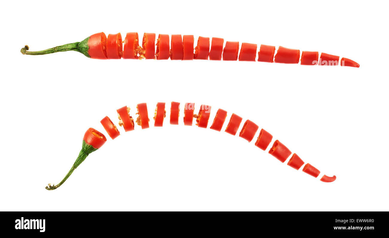 Sliced in pieces chili pepper isolated Stock Photo - Alamy