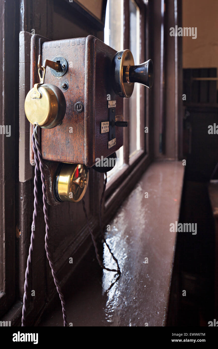 Historic telephone at Oakworth Railway station Stock Photo - Alamy