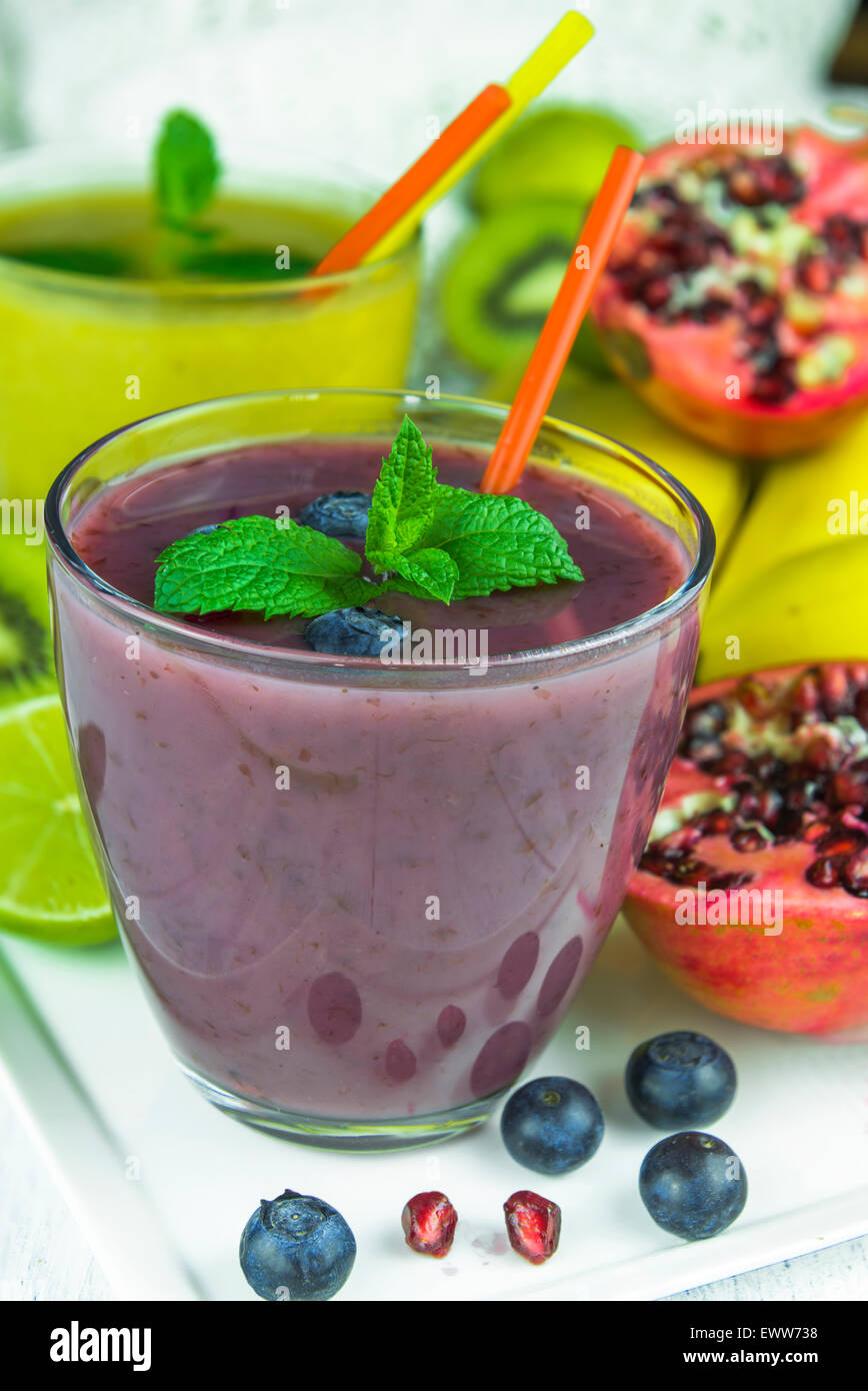 Fresh mixed fruit smoothies Stock Photo - Alamy