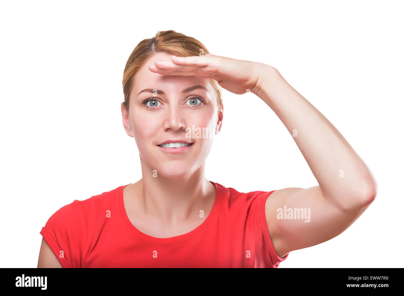Woman looking into the distance Stock Photo - Alamy