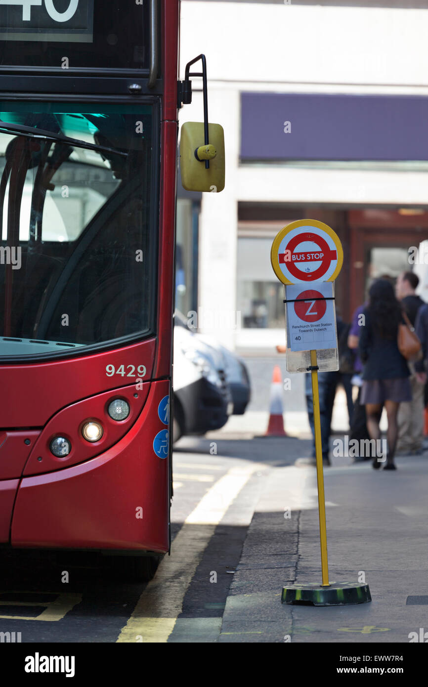 Temporary Bus stop in the City of London Stock Photo - Alamy