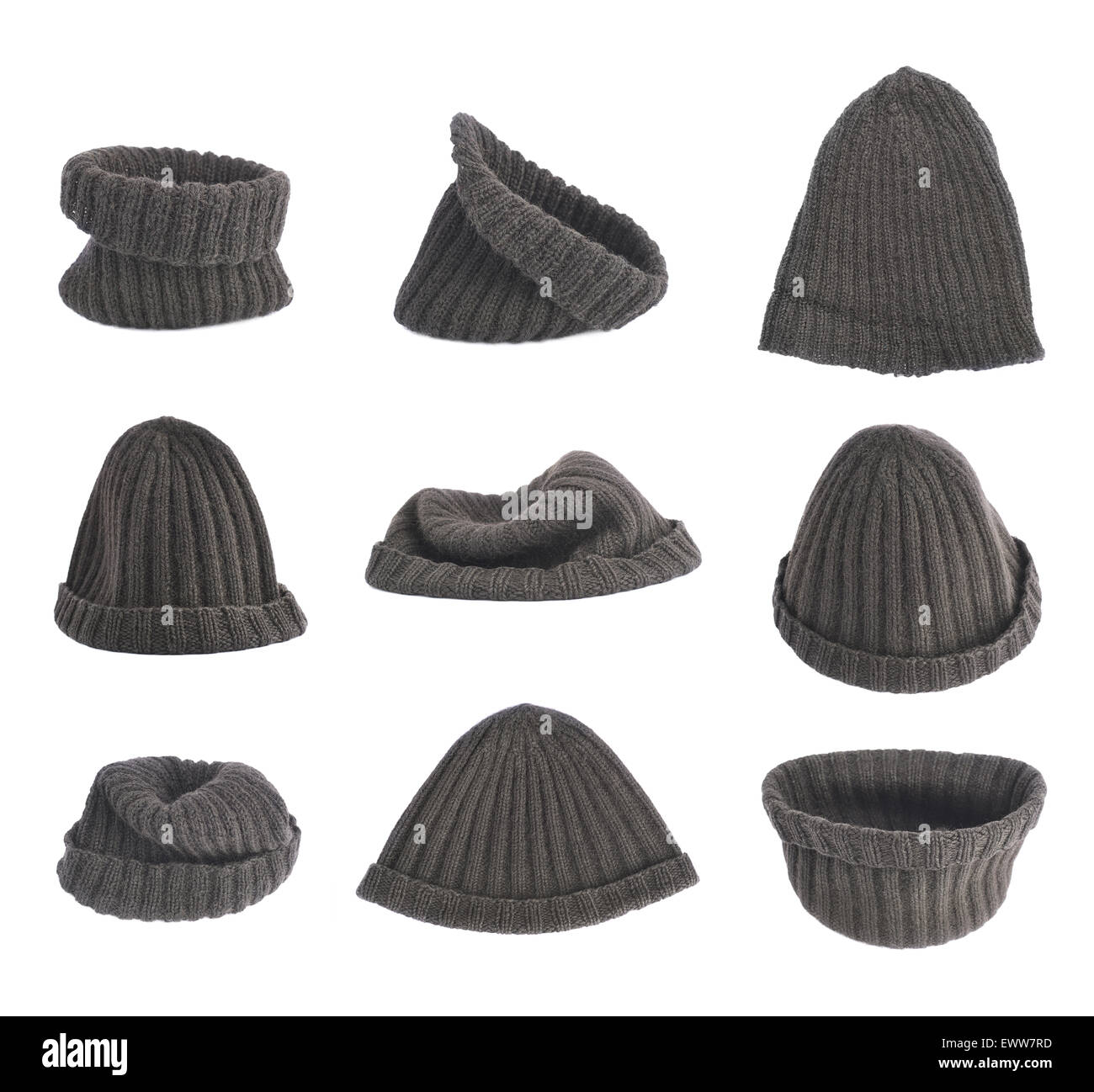 Black knitted head cap isolated Stock Photo - Alamy