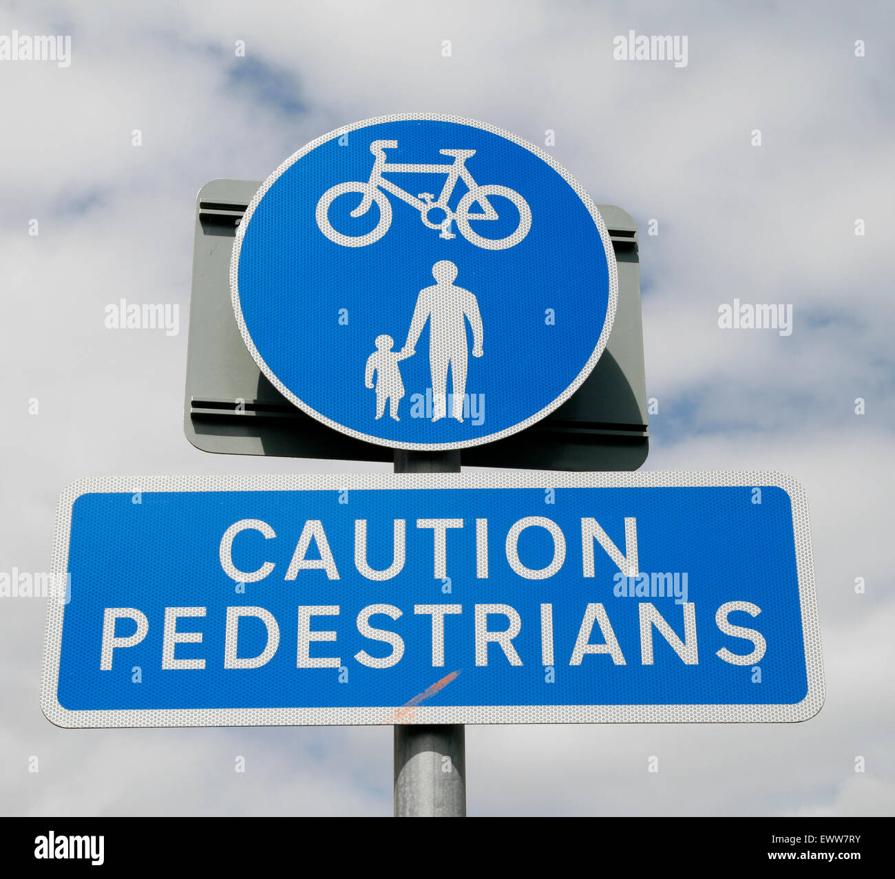 Caution Pedestrians sign Paignton Devon England UK Stock Photo - Alamy