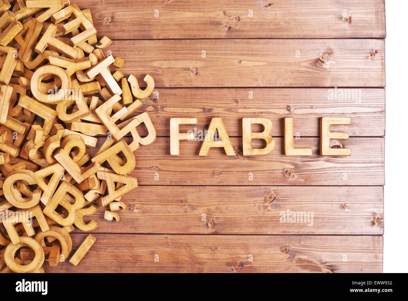 Word fable made wooden letters hi-res stock photography and images - Alamy