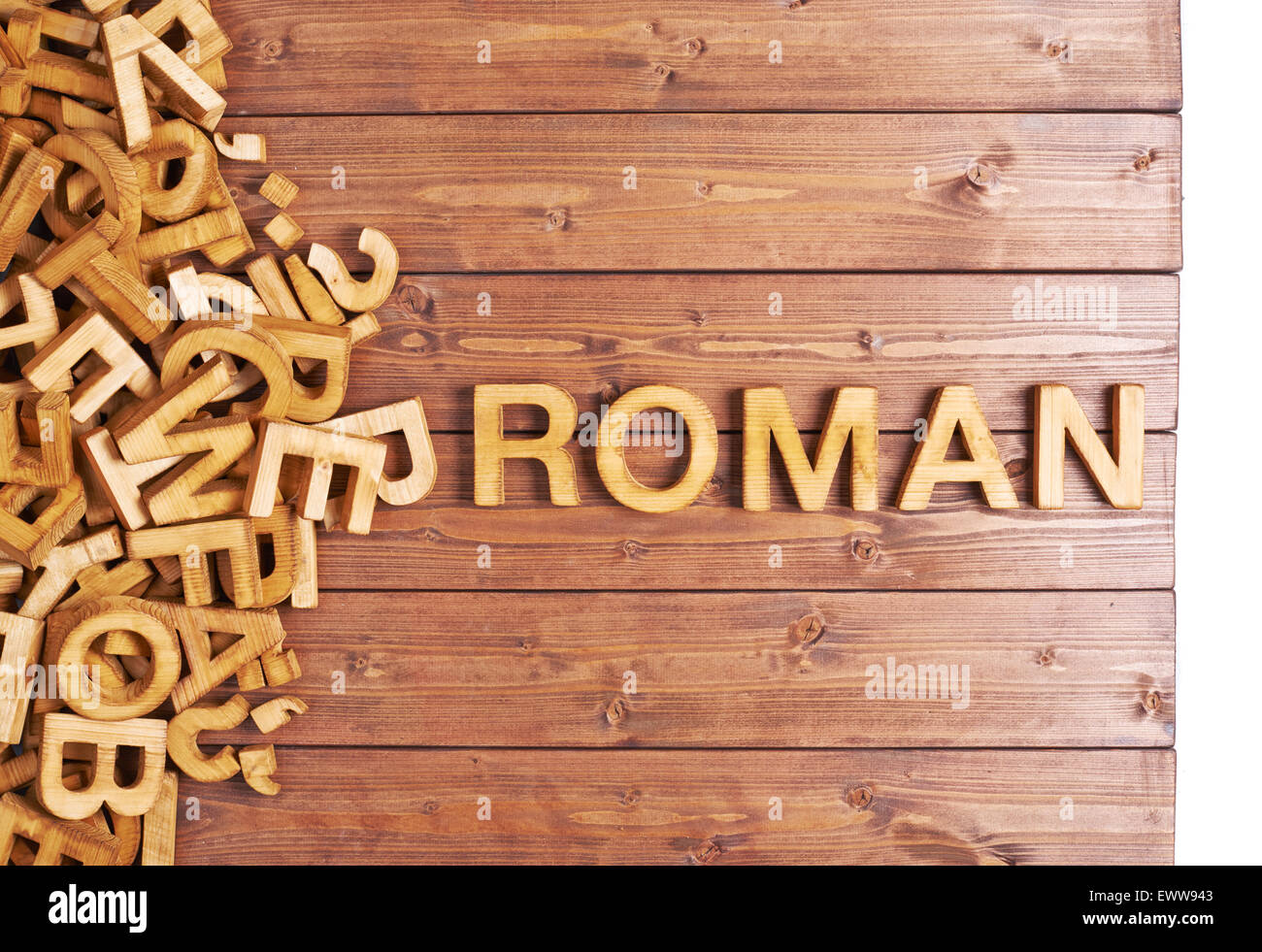 Word roman made with wooden letters Stock Photo - Alamy